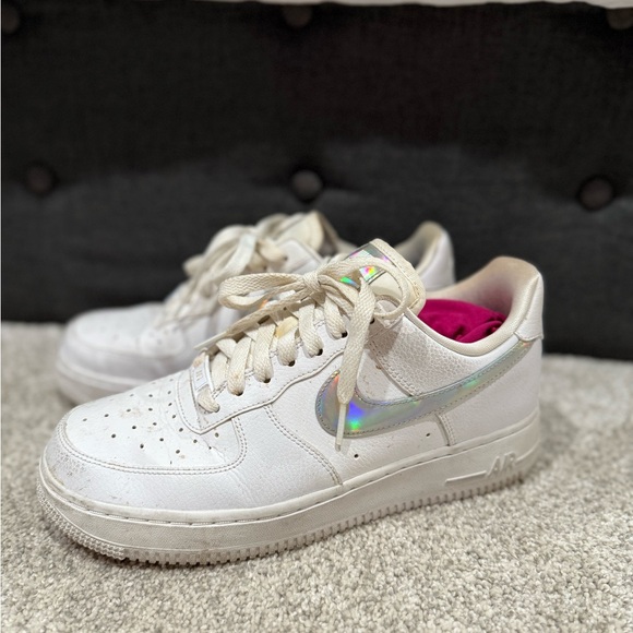 Nike | Shoes | White Nike Air Force S Holographic Swoosh | Poshmark